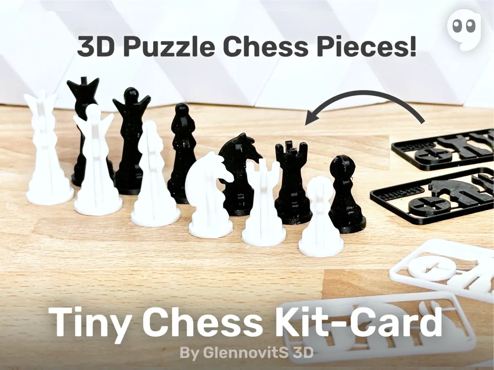 Tiny Chess Kit-Card (compact modern 3D puzzle set) by GlennovitS 3D ...