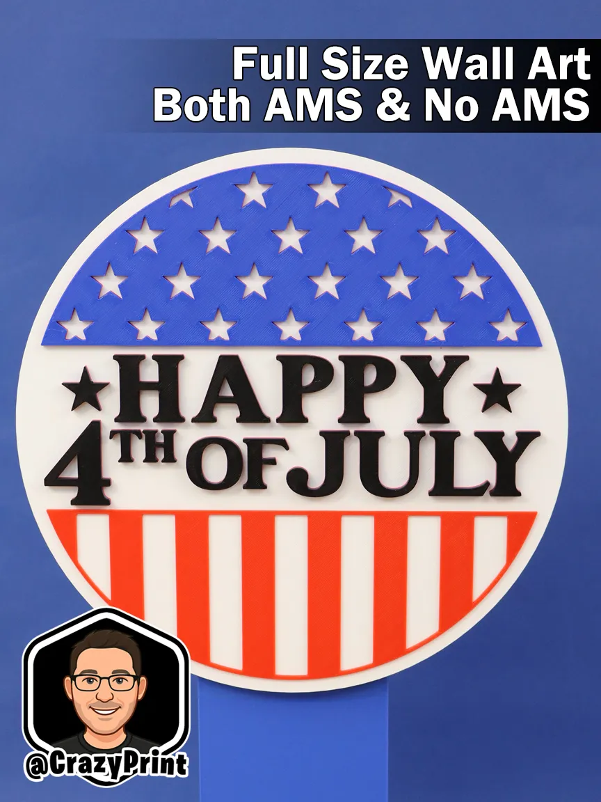 Happy 4thof July - Patriotic sign/wall art-No AMS - Free 3D Print Model ...