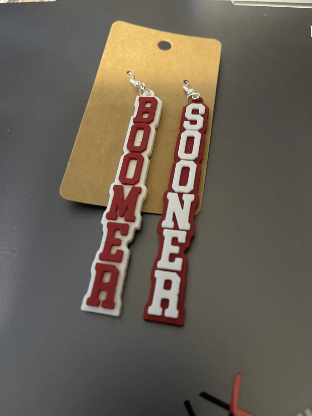 Boomer Sooner Earrings Oklahoma University by Hon_Doward - MakerWorld