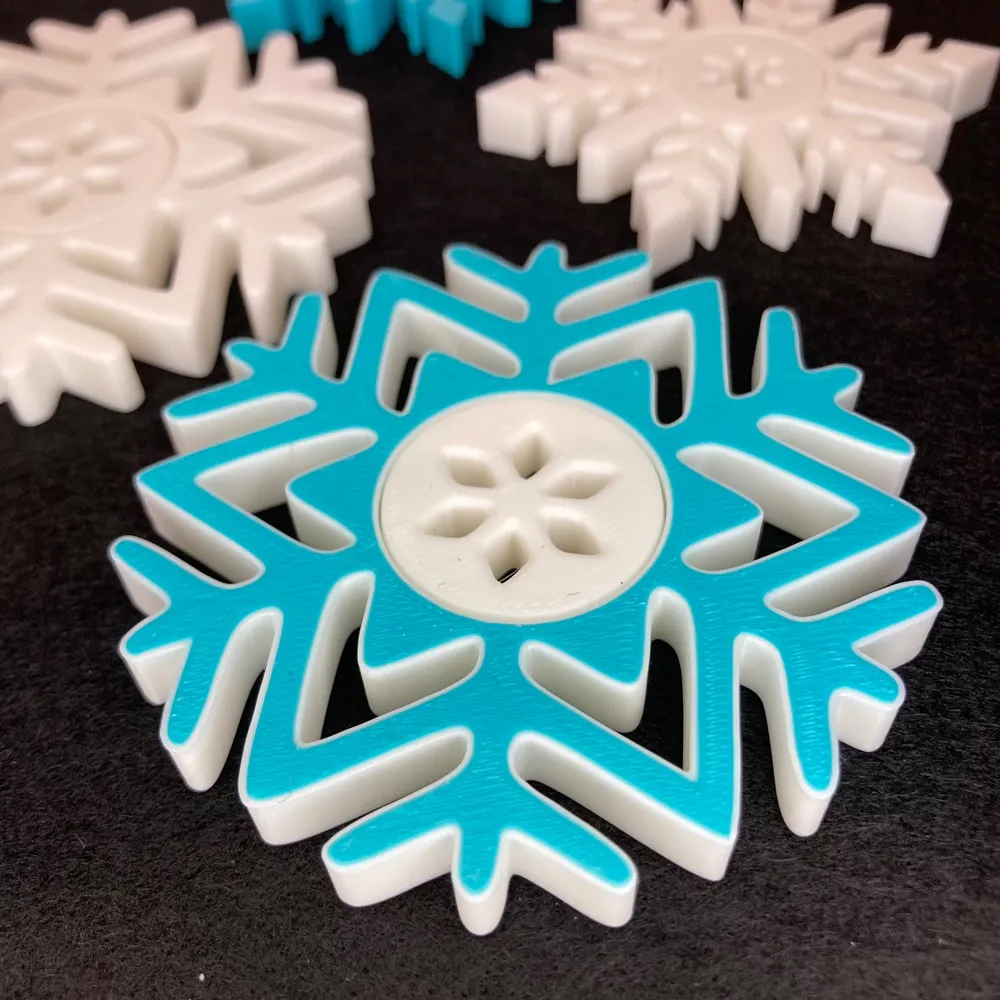 Snowflake Spinner Fidgets - Quick Print in Place - Free 3D Print Model ...