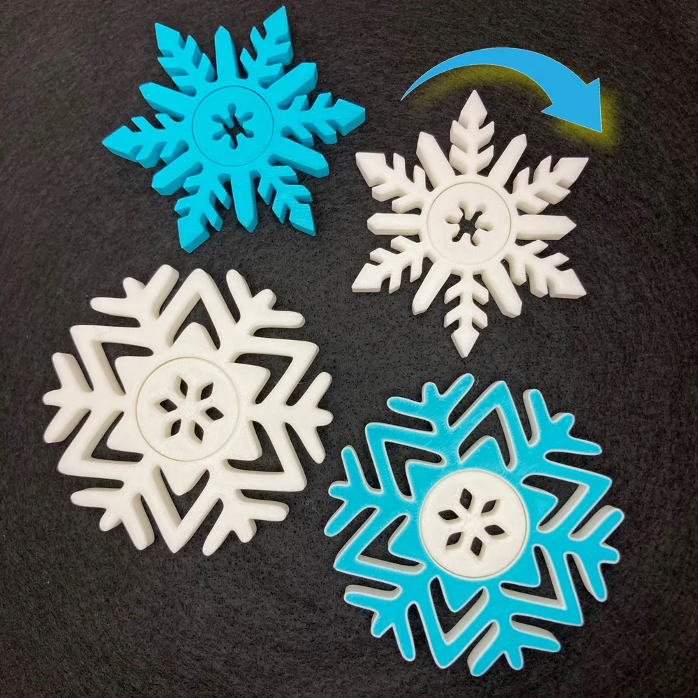 Snowflake Spinner Fidgets - Quick Print in Place - Free 3D Print Model ...