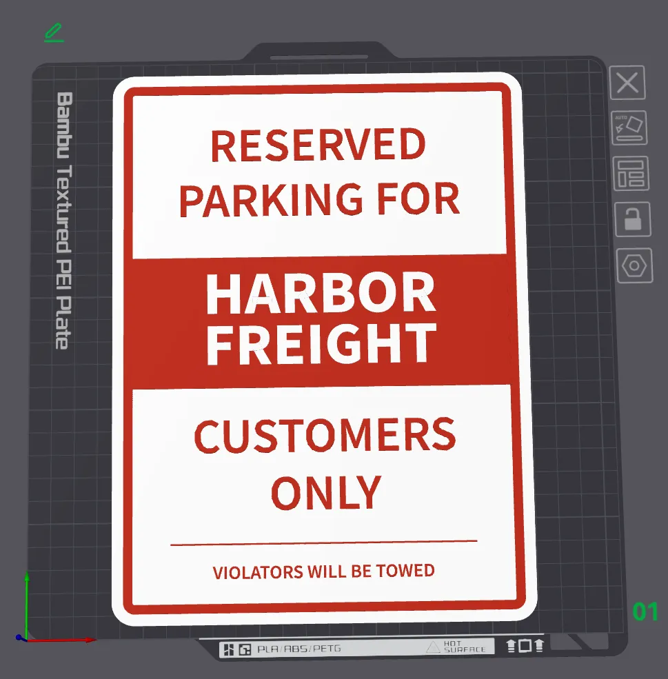 Harbor Freight + ITC Panneau de stationnement - Modèle d'Impression 3D ...