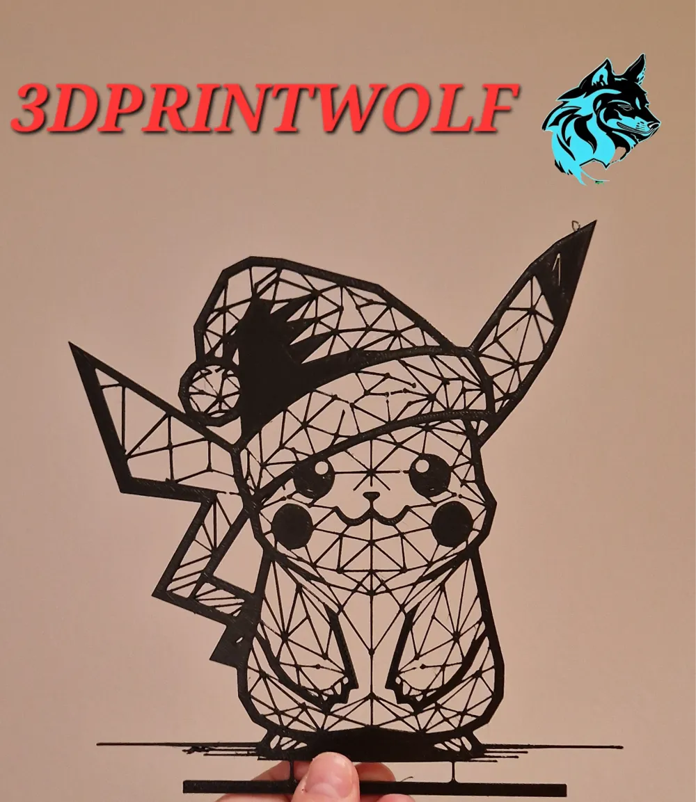 Geometric Low Poly Pikachu V.3 - Christmas lineart by 3DPrintWolf ...