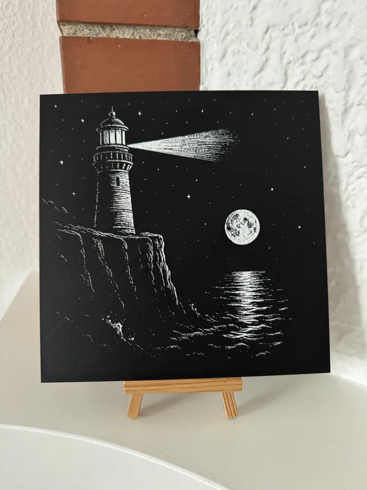 Lighthouse at Night HueForge - Free 3D Print Model - MakerWorld