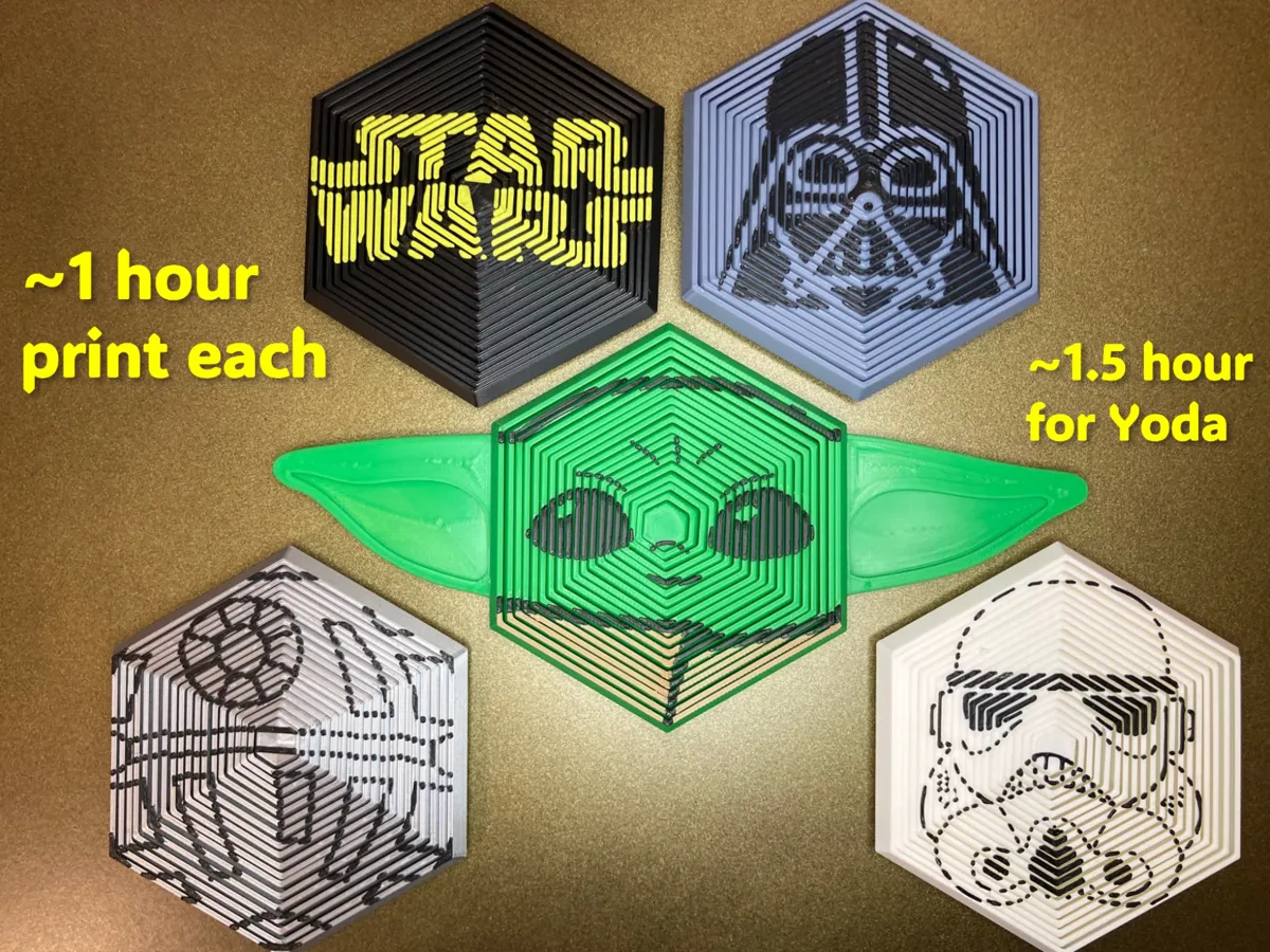 Star Wars Hexagon Fidget Toys - Yoda, Darth Vader - Free 3D Print Model ...