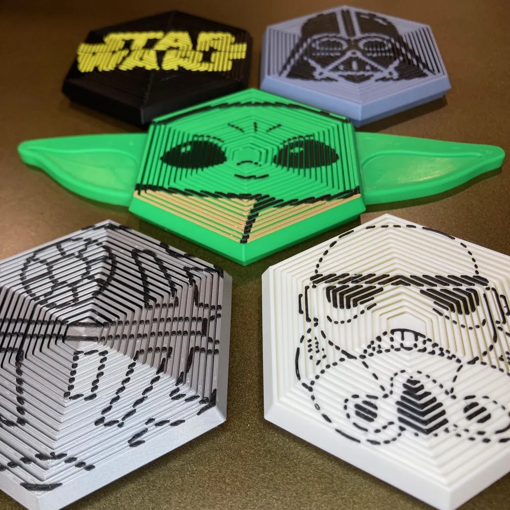Star Wars Hexagon Fidget Toys - Yoda, Darth Vader by SpacedOut ...