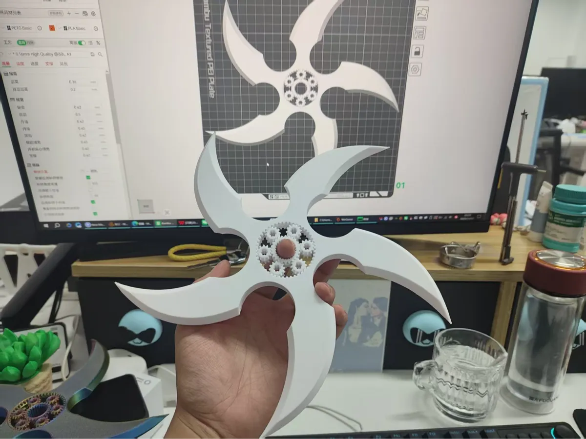 Cyber Five-Curved Blade Gear Office Fidget Spinner Dart (Package Opener ...