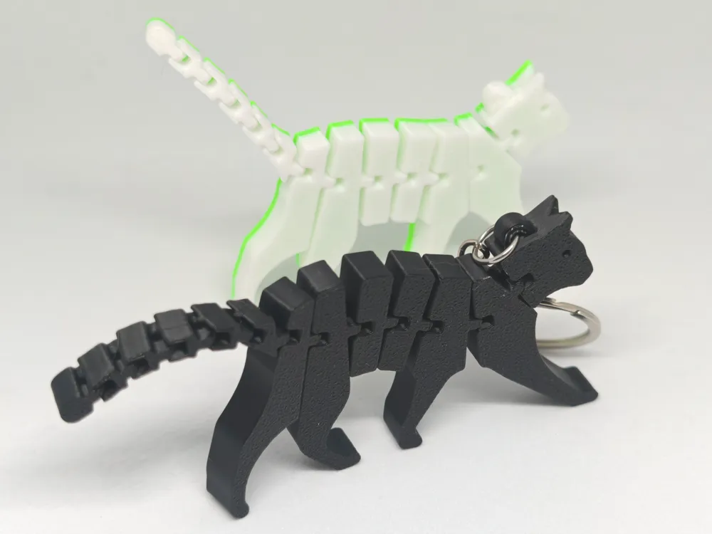 Flexi Cat Key Chain链条猫钥匙扣 Remixed by 心心心 MakerWorld: Download Free 3D ...