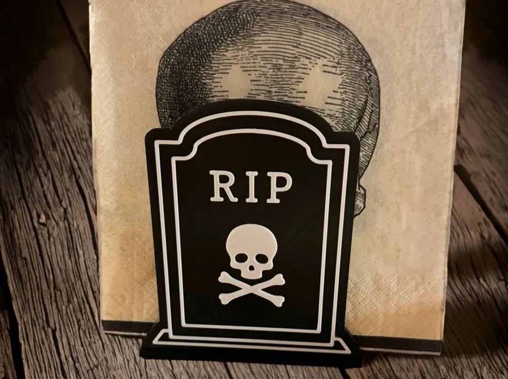 Tombstone RIP Skull and Bones Grave Napkin Holder for Decorating ...