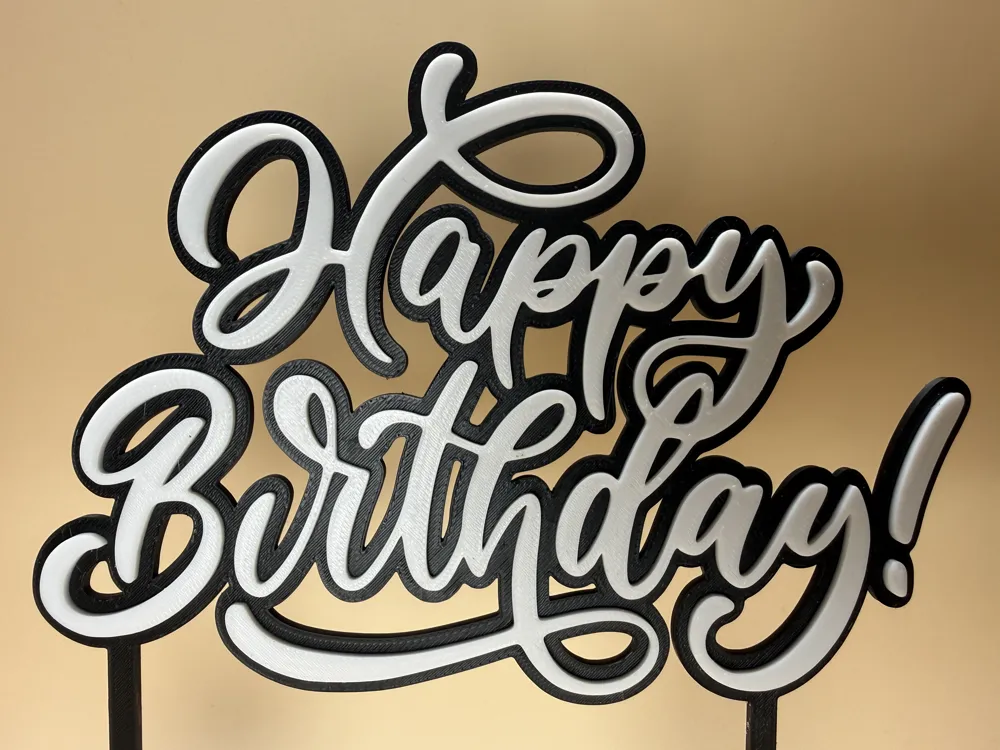 Happy Birthday Cake Topper - Free 3D Print Model - MakerWorld