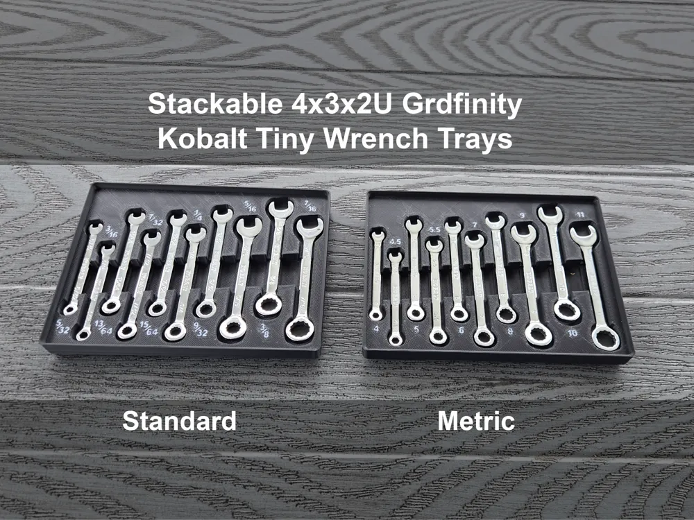 Gridfinity Stackable Mini Kobalt Wrench Tray 4x3x2 by robrmg MakerWorld ...