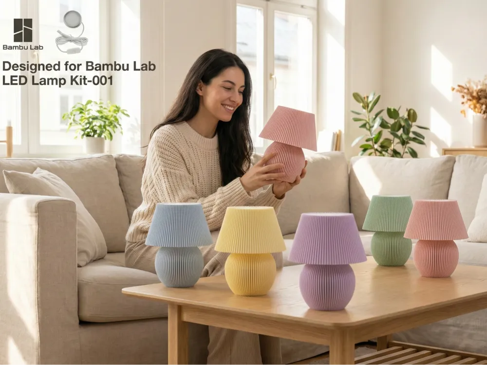 Ribbed Table Lamp V2 Bambu Lab LED Kit-001 - Free 3D Print Model ...