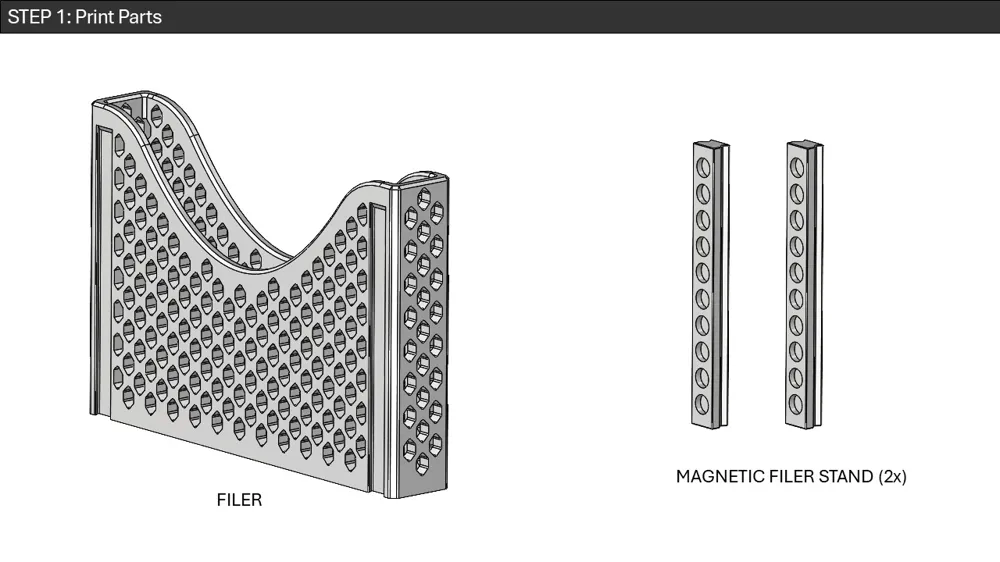 The Fridge Filer - Magnetic Fridge Paper Organizer - Free 3D Print ...