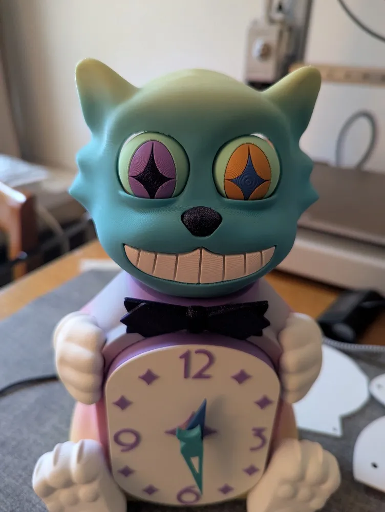 Kitty Cat Clock [Moving Eyes & Tail] by Daann_ii MakerWorld: Download ...