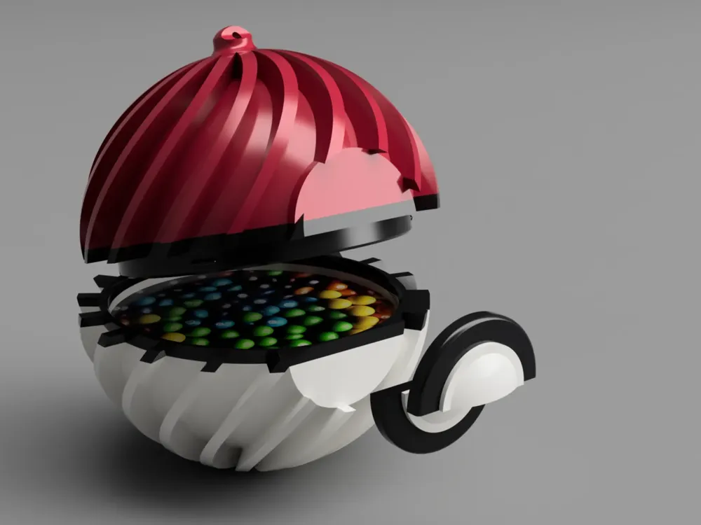 Christmas surprise ball in Pokeball style by Made With Lay3rs - MakerWorld