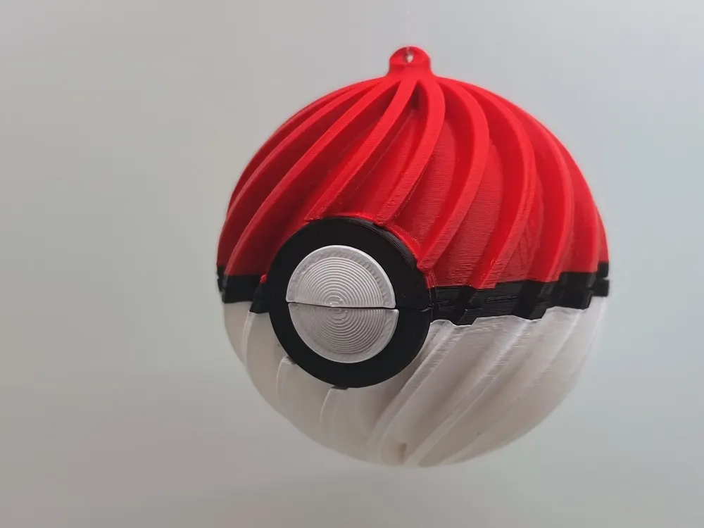 Christmas surprise ball in Pokeball style by Made With Lay3rs - MakerWorld