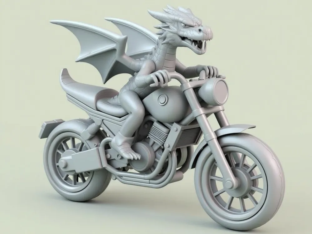 Dragon riding a motorcycle - Free 3D Print Model - MakerWorld