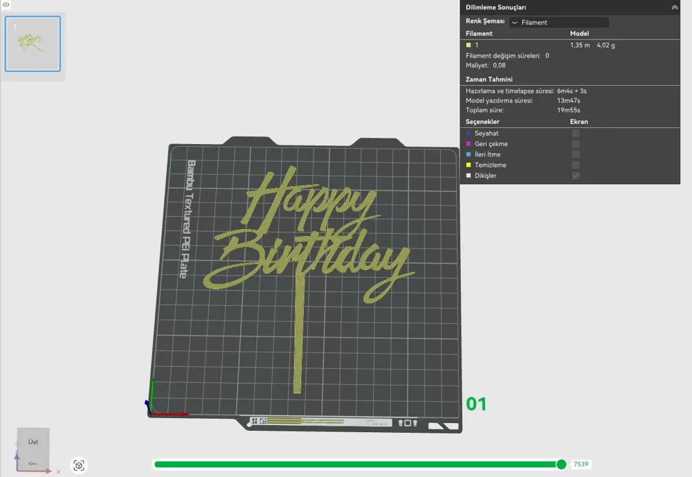 Happy Birthday Cake Topper - 19 Min - Free 3D Print Model - MakerWorld