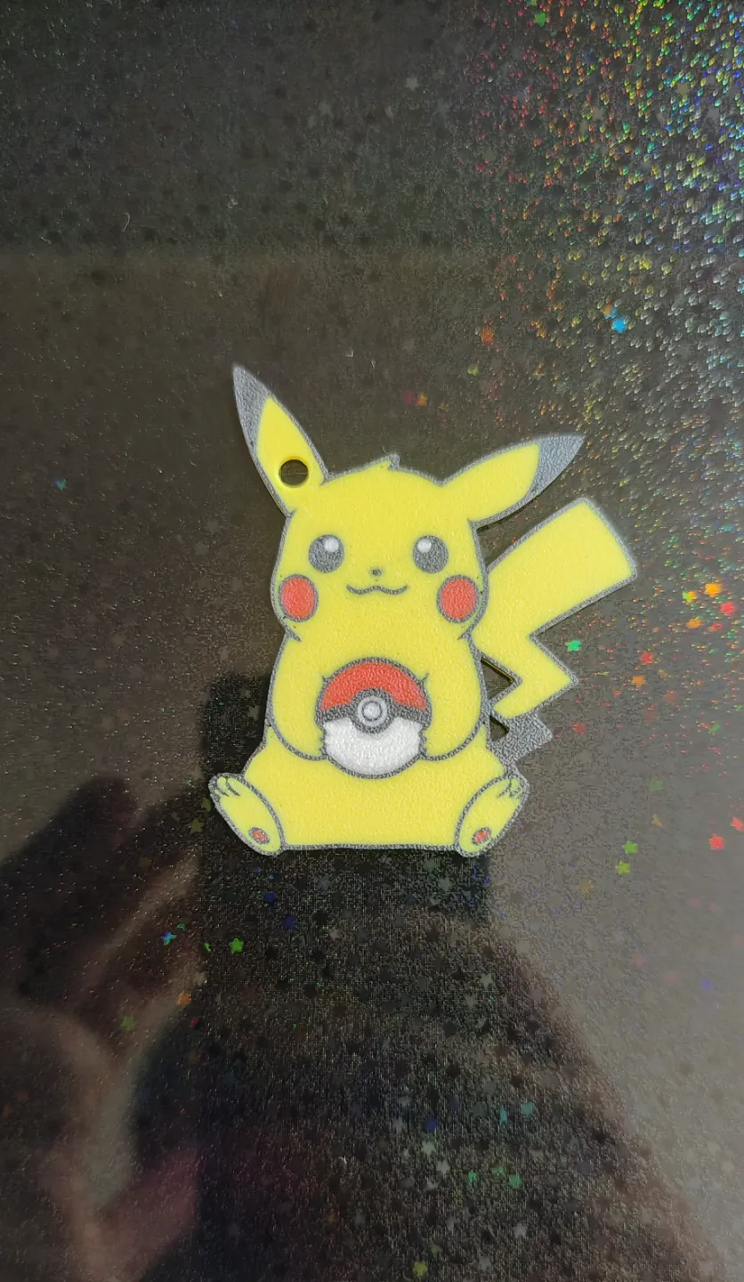 Pikachu Keychain with Multicolor Pokeball by CanariasPrinter3D - MakerWorld