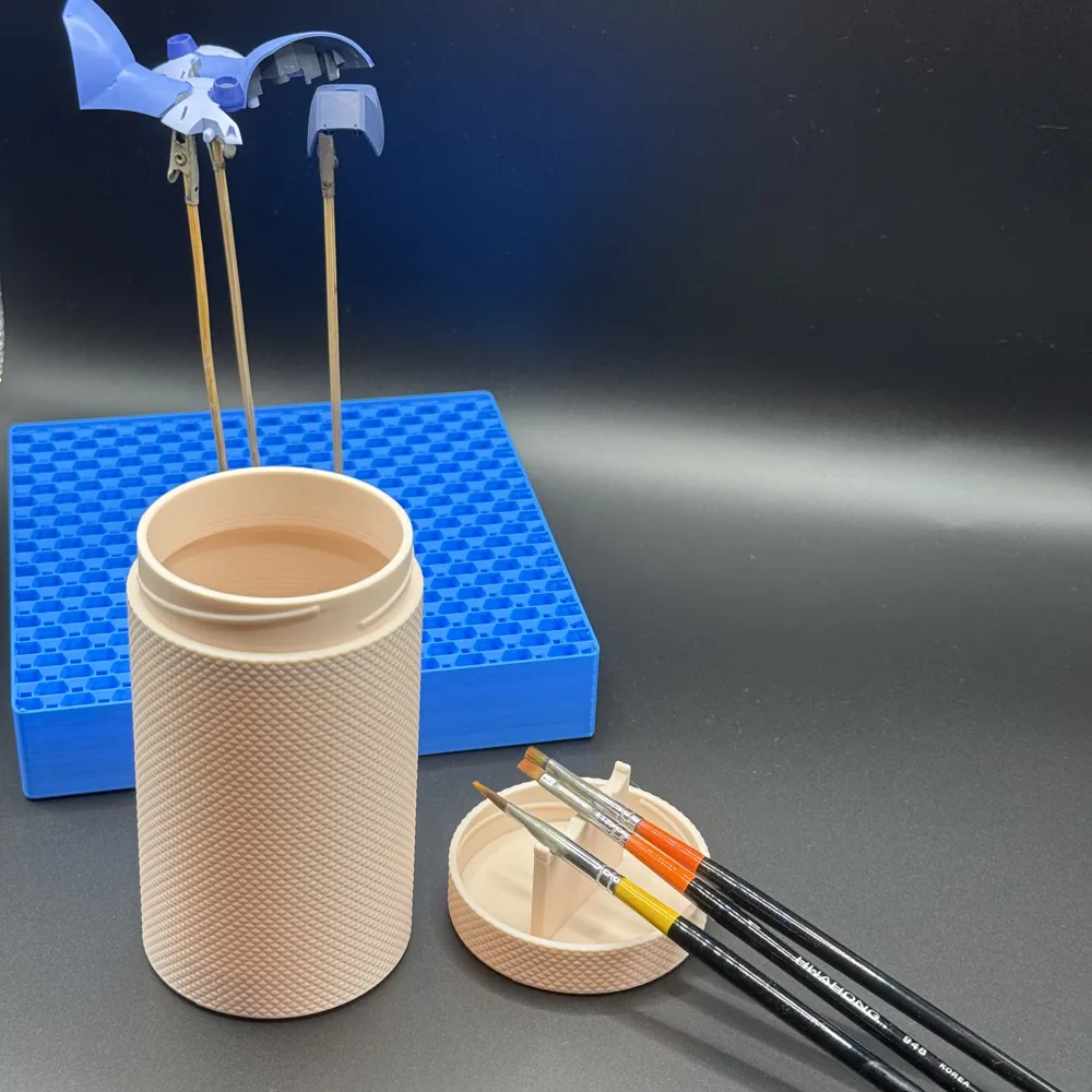 Brush washer with pen holder - Free 3D Print Model - MakerWorld