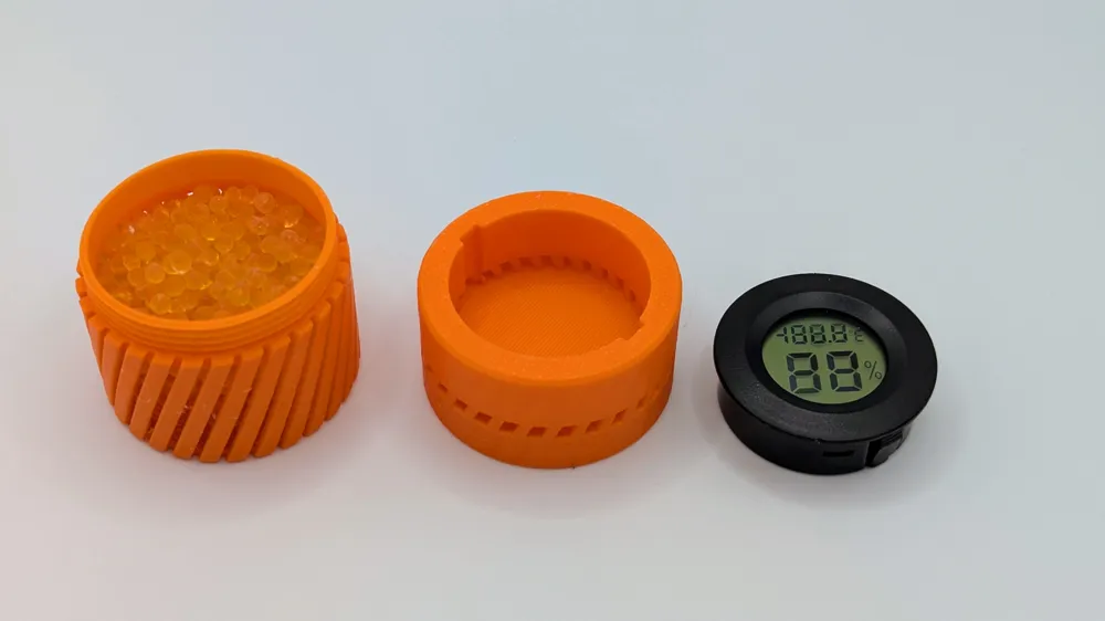 Bambu Filament Spool Desiccant Box and Hygrometer by Blunara MakerWorld ...