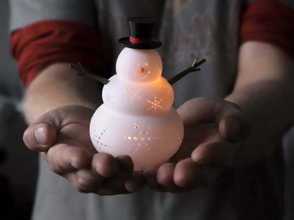 Happy Snowman Lamp / Tealight holder / Lantern by Johnny_Bit MakerWorld ...