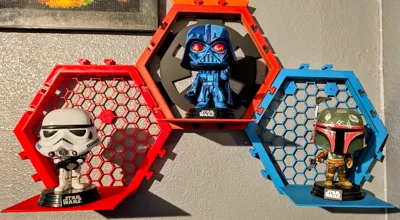 Hexagon stackable wall LPS holder. shelf by milicek - MakerWorld