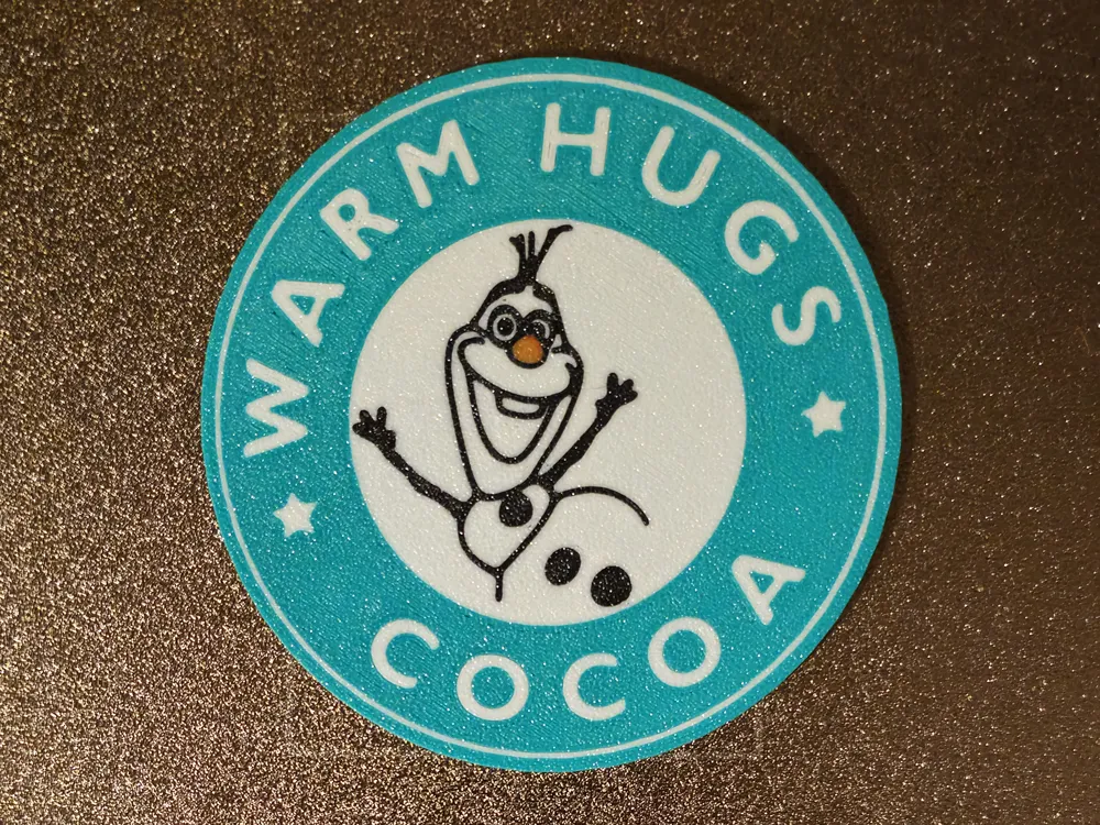 Frozen Olaf Warm Hugs Cocoa Coaster by neilault - MakerWorld