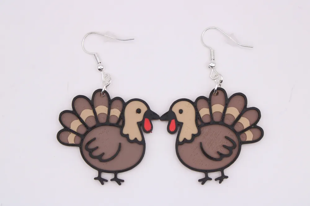 Thanksgiving earrings pt 3 - turkeys - Free 3D Print Model - MakerWorld