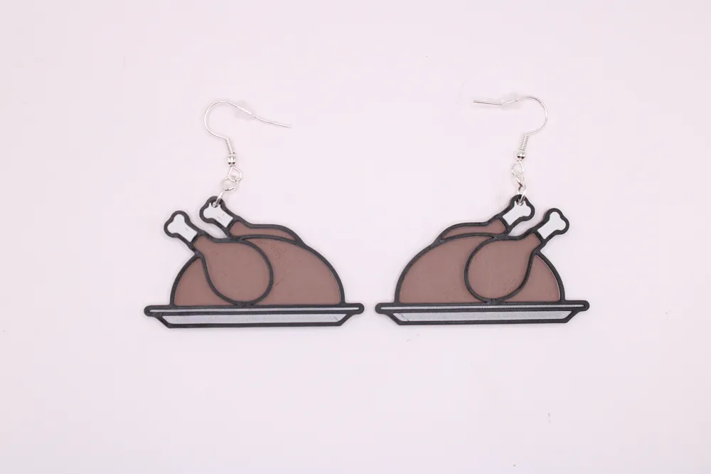 Thanksgiving earrings pt 3 - turkeys - Free 3D Print Model - MakerWorld