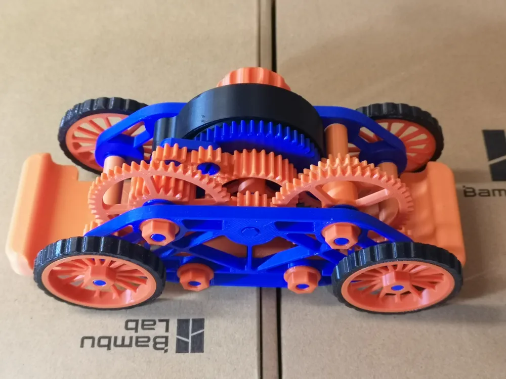 Wind-up car with reverser - Spring car - Free 3D Print Model - MakerWorld