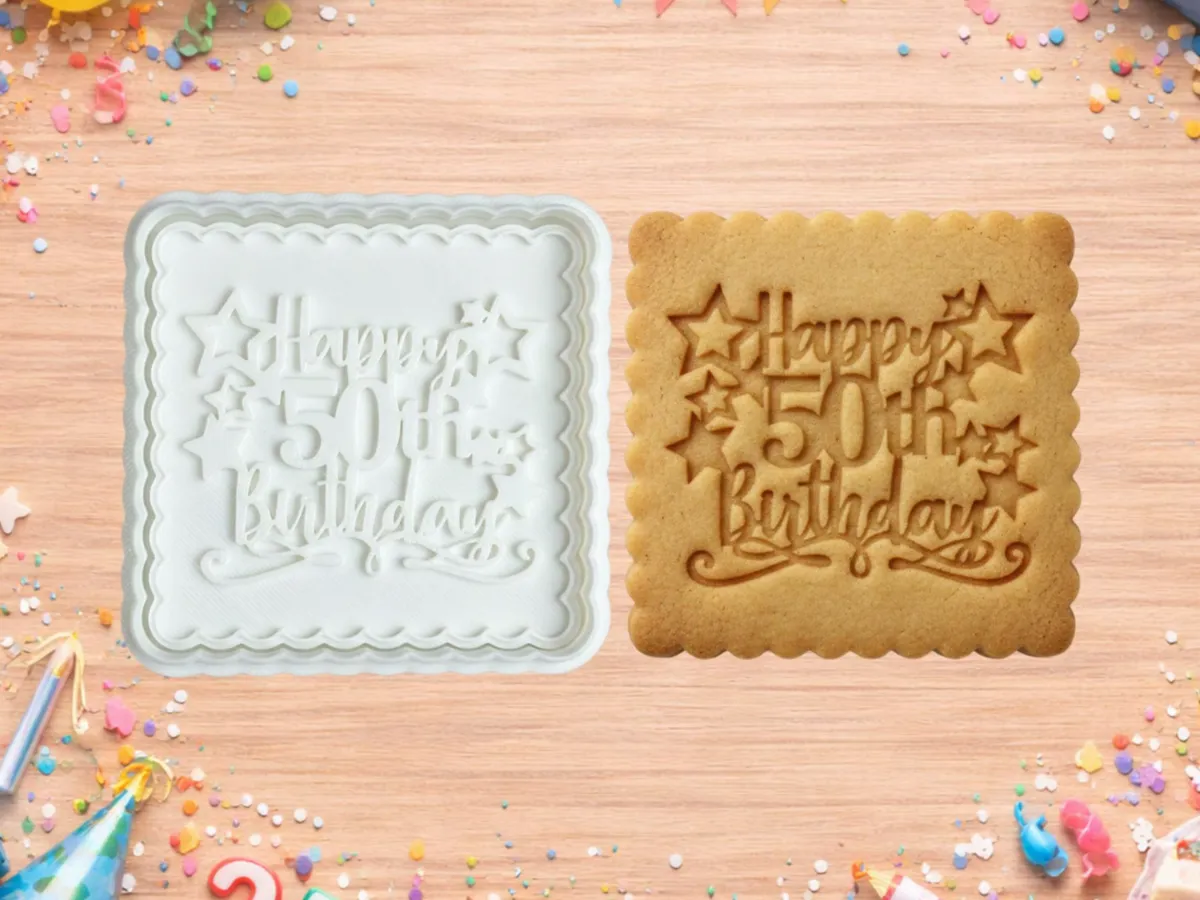 Happy 50th Birthday – Cookie Cutter - Free 3D Print Model - MakerWorld