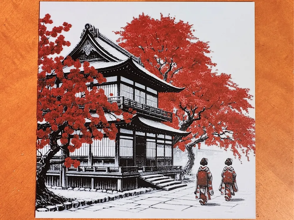 Japanese Scene with Cherry Blossoms and Geisha by Sarge MakerWorld: Download Free 3D Models