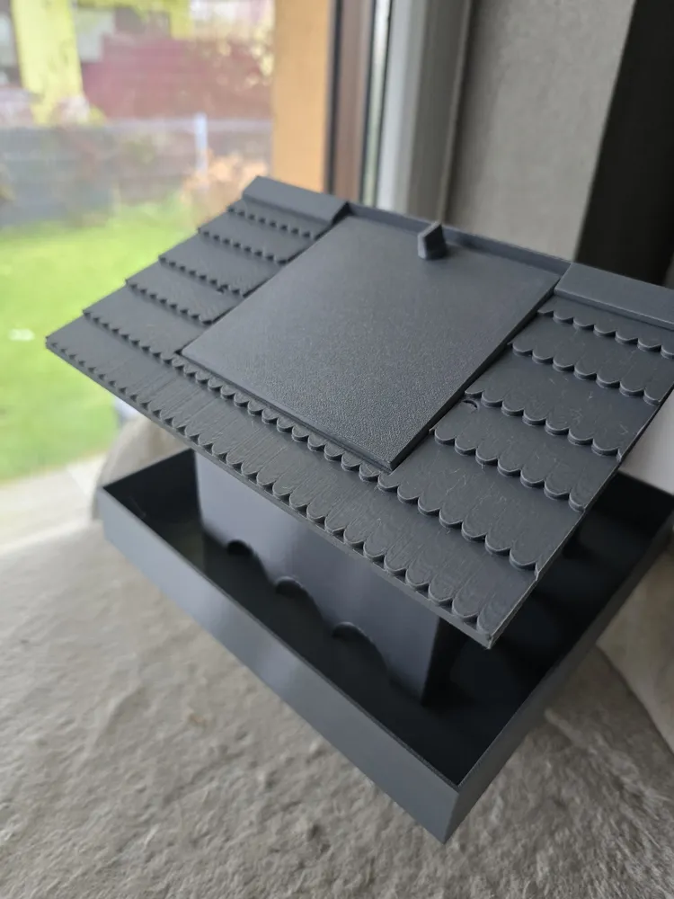 Gabled Bird Feeder with Refill Window - Free 3D Print Model - MakerWorld
