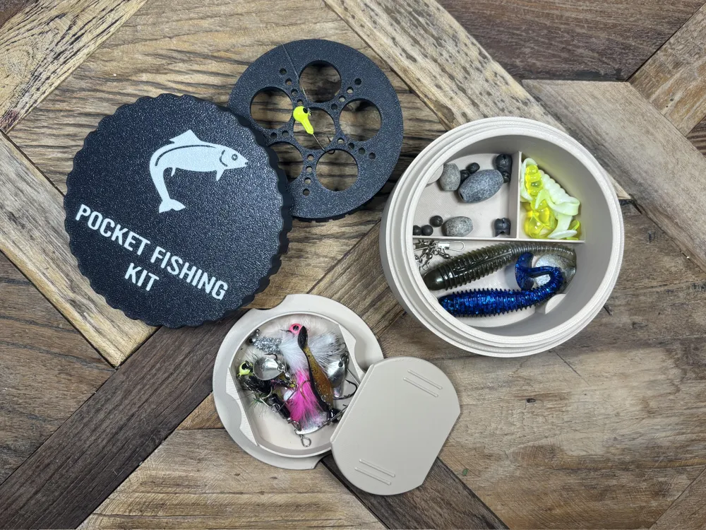 Handreel Fishing Kit w/ Storage - Free 3D Print Model - MakerWorld