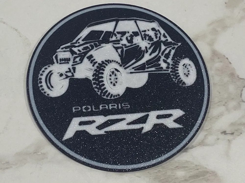 Polaris RZR Logo with SxS Coaster Badge Souvenir by A1 Graphix - MakerWorld