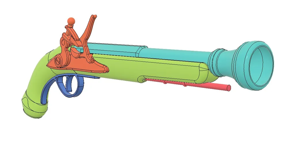 Flintlock Blunderbuss Pistol - Free 3D Print Model - MakerWorld