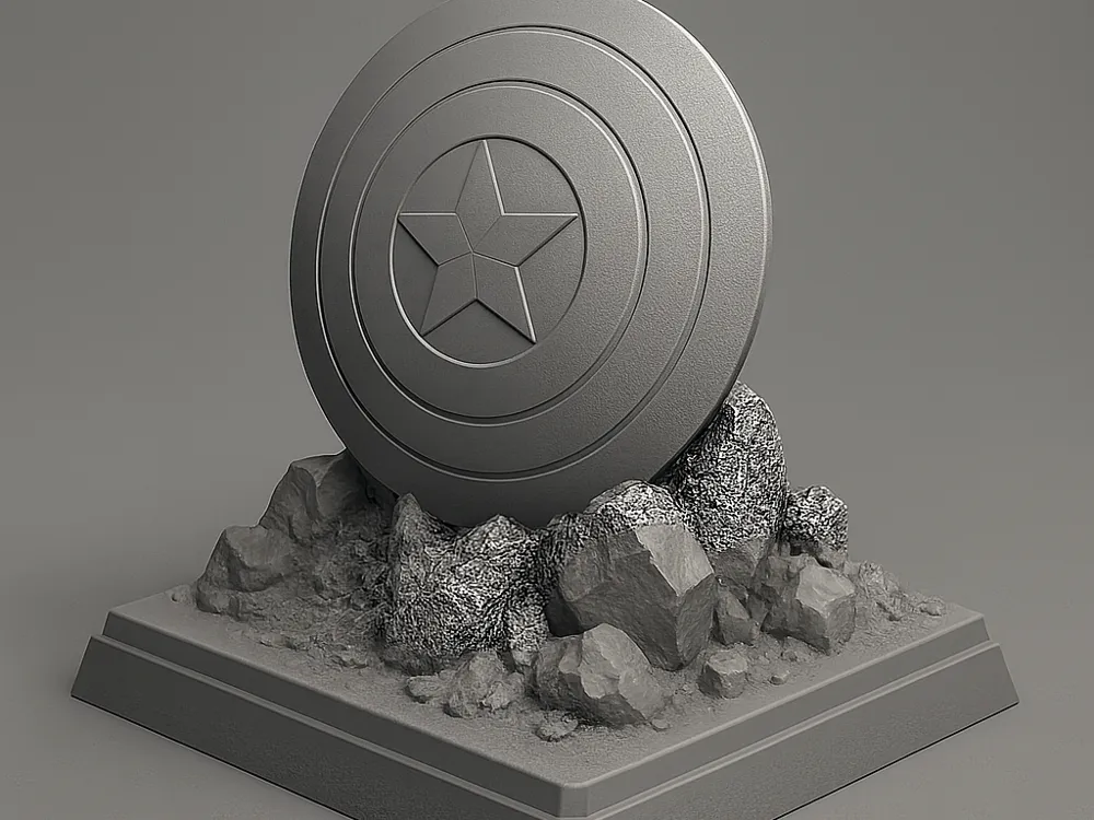 Captain America Shield in the ground - Free 3D Print Model - MakerWorld