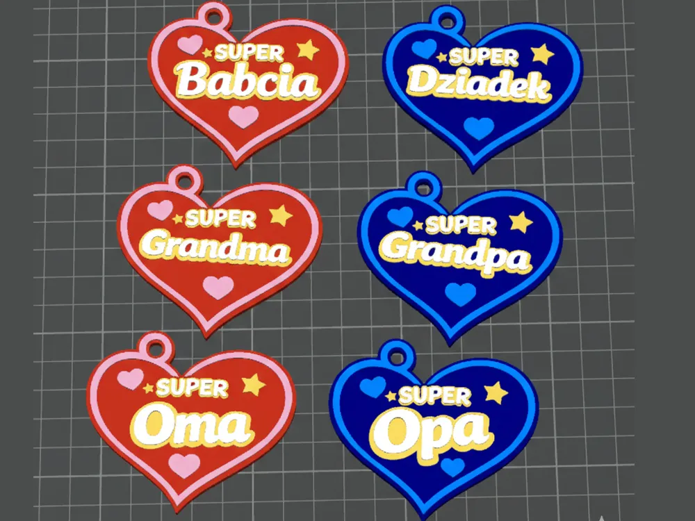 Grandparents Heart Keychains - PL/EN/DE-Super Gift - Free 3D Print ...