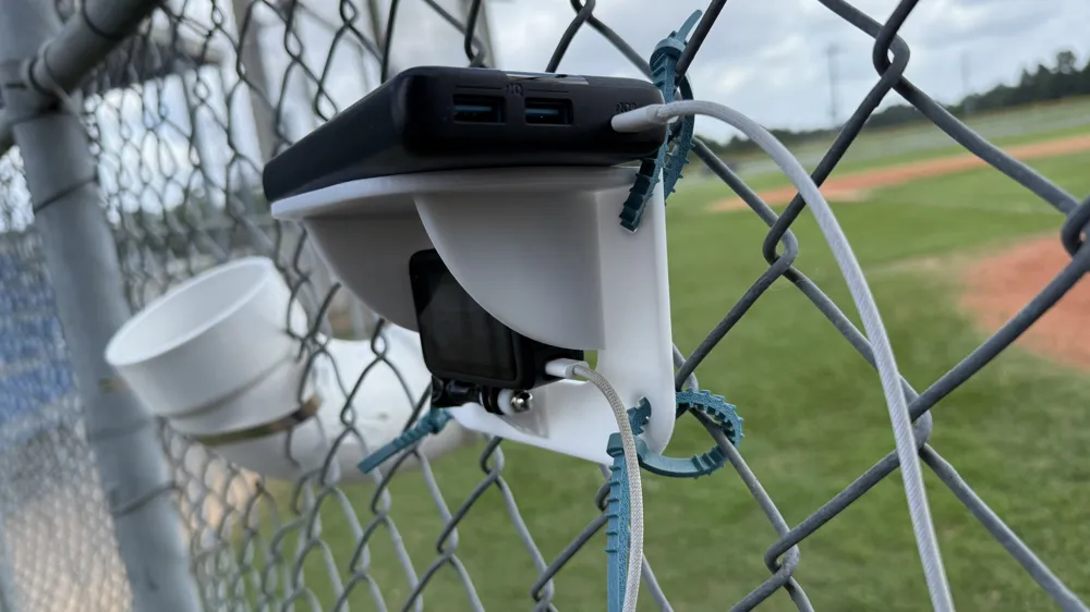 GoPro / Action Cam Fence Mount with Shade Shelf - Free 3D Print Model ...
