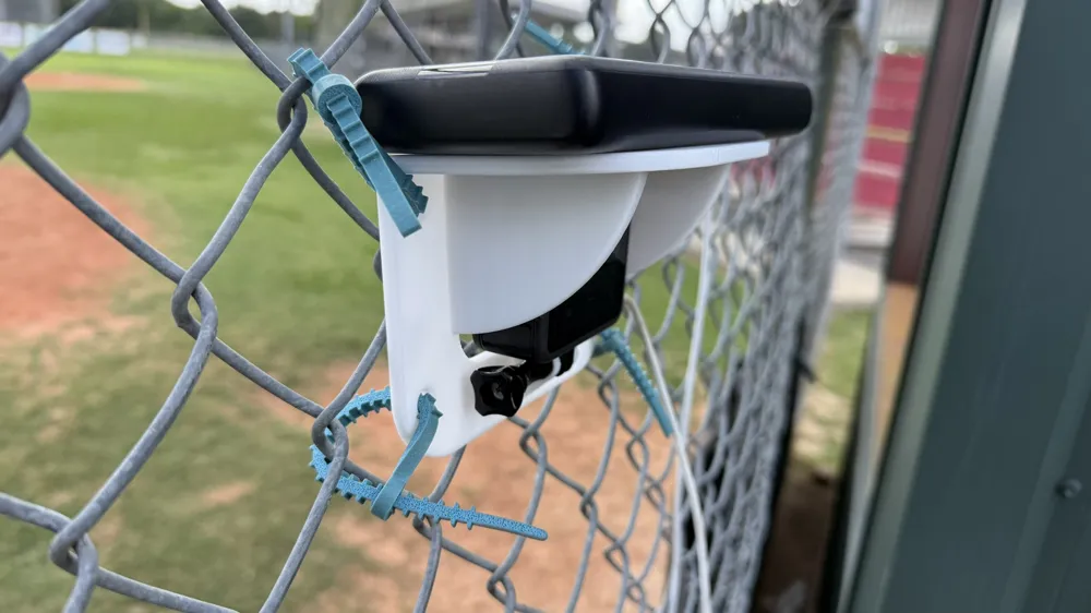 GoPro / Action Cam Fence Mount with Shade Shelf - Free 3D Print Model ...