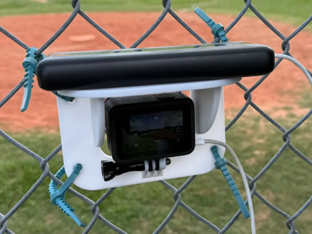 GoPro / Action Cam Fence Mount with Shade Shelf - Free 3D Print Model ...