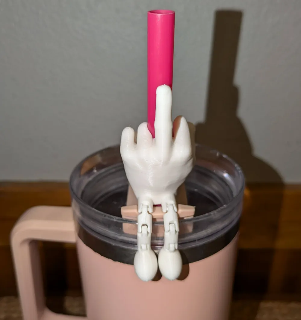 Middle finger with Articulated legs Straw Topper - Free 3D Print Model ...