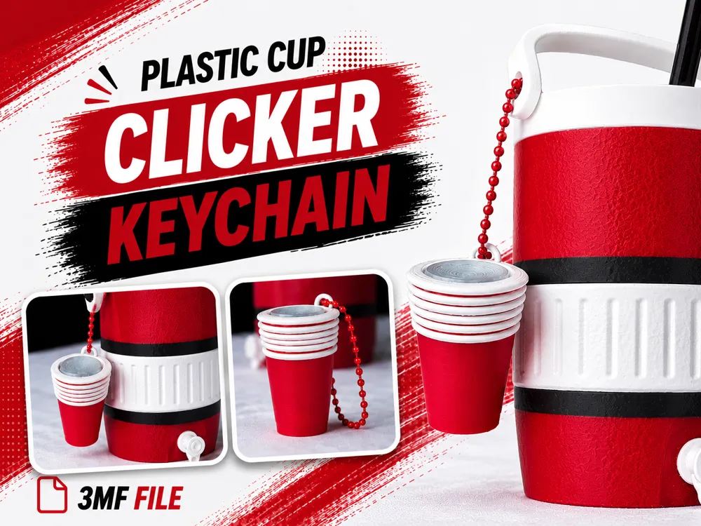 Plastic Solo Cup Clicker Keychain for Can Cooler - Free 3D Print Model ...