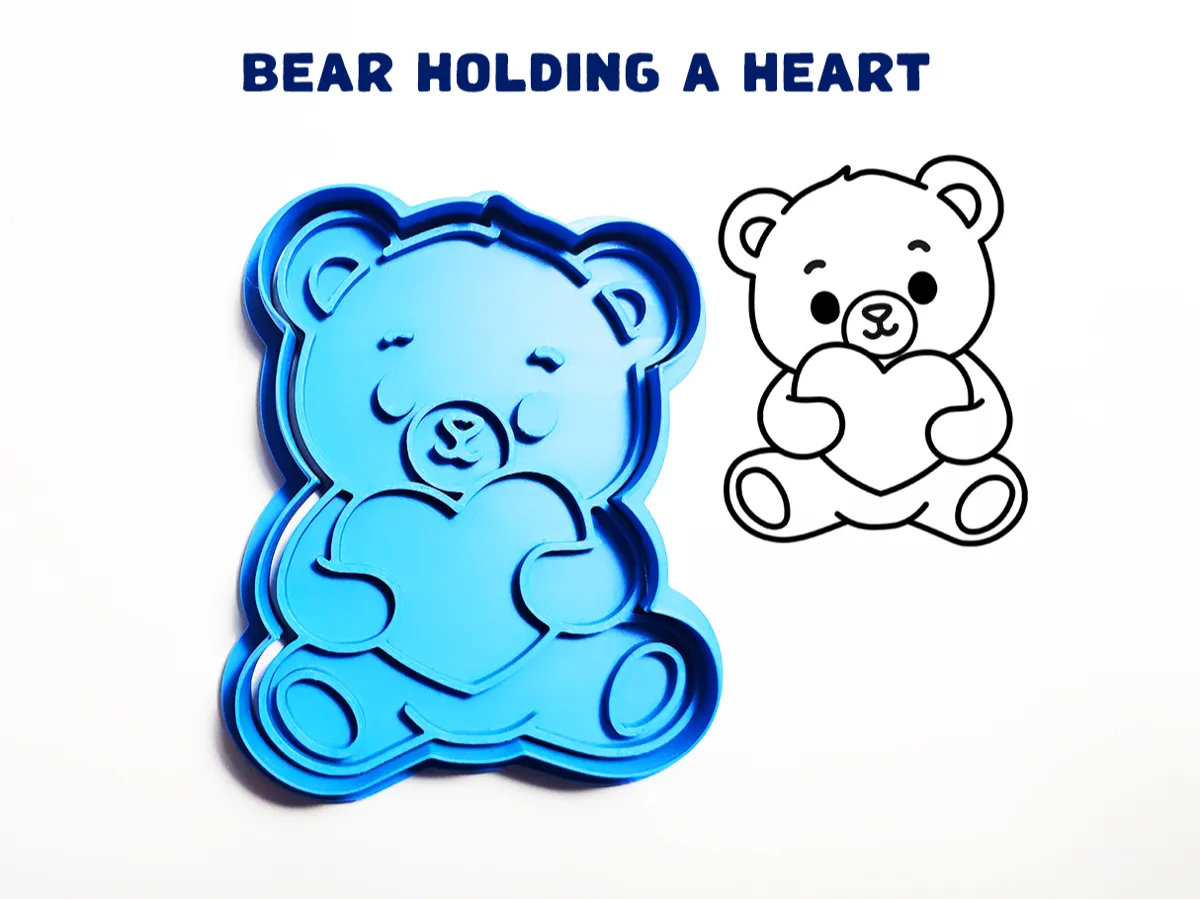Bear Holding Heart Cookie Cutter / Stamp - Free 3D Print Model - MakerWorld