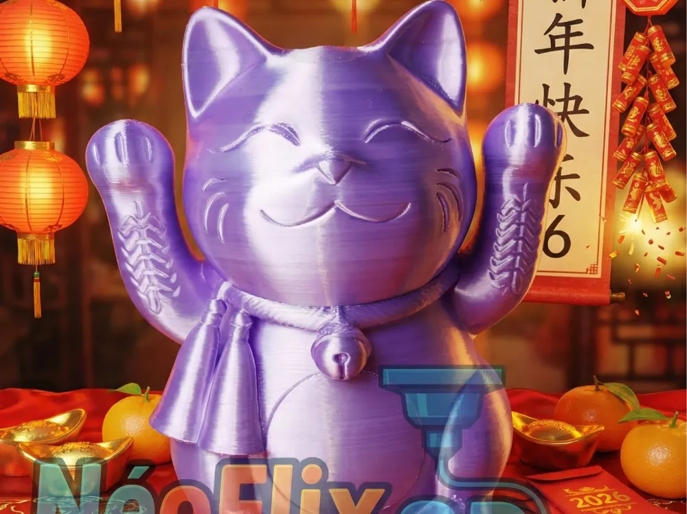 Lucky Chinese Cat 2026 – Arms Up - Free 3D Print Model - MakerWorld