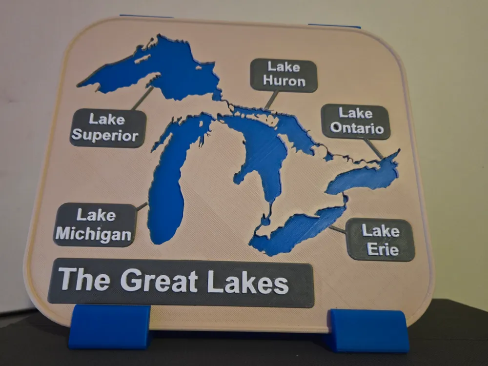 Great Lakes map sign by Peepin - MakerWorld