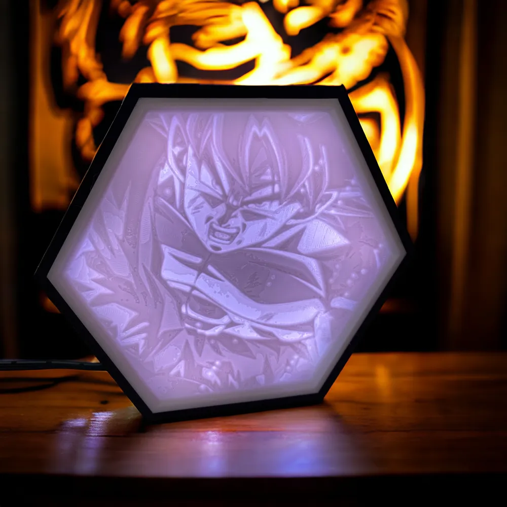 Dragonball Son Goku LED HEXAGON Lamp by Tobi - MakerWorld