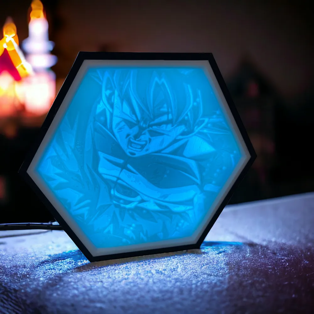 Dragonball Son Goku LED HEXAGON Lamp by Tobi - MakerWorld