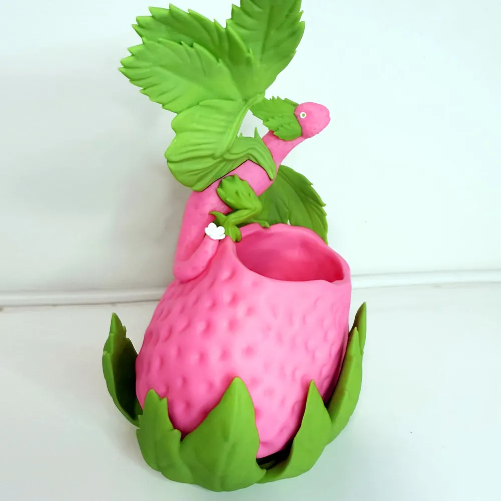 Strawberry Dragon Plant Pot by Becca_3D / Kaijumon MakerWorld: Download ...